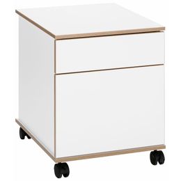 VOGL M&ouml;belfabrik Rollcontainer &raquo;Trelle&laquo; T&uuml;ren mit Soft-Close, Grifflose Optik wei&szlig; Melamin, Metall B/H/T: 45cm x 56cm x 50cm