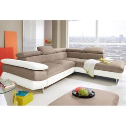 COTTA Ecksofa &raquo;Solution L-Form&laquo; mit Arm- & Kopfteilverstellung, wahlweise mit Schlaffunktion wei&szlig; B/H/T: 262cm x 73cm x 228cm, Kunstleder SOFTLUX 