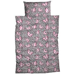 CASATEX Bettw&auml;sche &raquo;Menga&laquo; 2 Stk. Schmetterlinge mit Leopardenprint schwarz Satin, Obermaterial: 100% Baumwolle B/L: 155cm x 220cm, 1 Stk., 1 Stk., 