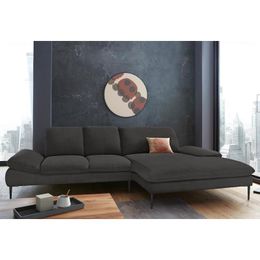 W.Schillig Ecksofa &raquo;enjoy&MORE, Designsofa, elegant und bequem, L-Form&laquo; Sitztiefenverstellung, F&uuml;&szlig;e schwarz pulverbeschichtet, Breite 310 cm grau 
