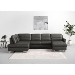 Sit & More sit&more Wohnlandschaft &raquo;Far&ouml; U-Form&laquo; inklusive Federkern, wahlweise mit Schlaffunktion und Bettkasten grau B/H/T: 325cm x 90cm x 187cm, Microfaser, 