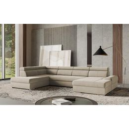 Sit & More sit&more Wohnlandschaft &raquo;U-Form&laquo; mit verstellbaren Kopfteilen, wahlweise mit Schlaffunktion beige 100% Polyester B/H/T: 345cm x 79cm x 213cm, 