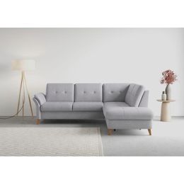Sit & More sit&more Ecksofa &raquo;G&ouml;teborg&laquo; inkl. Sitztiefenverstellung, wahlweise mit Bettfunktion & Bettkasten silber B/H/T: 250cm x 90cm x 226cm, Flachgewebe 