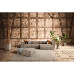 W.Schillig Ecksofa &raquo;around-the-block Mega Sofa, viel Platz und hoher Sitzkomfort, L-Form&laquo; mit eleganter Biese, mit Federkern, Breite 341 cm braun 