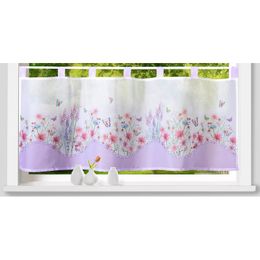 Weckbrodt-Gardinen Scheibengardine &raquo;Leonie&laquo; Schlaufen 1 Stk. tlg. Bistro, Voile, bedruckt, floral, HxB 45x120cm, Gardine, Store bunt Voile, Polyester 45cm, Schlaufen, 