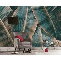 Livingwalls living walls Fototapete &raquo;Designwalls Banana Leaves 2&laquo; glatt Vlies, Wand, Schr&auml;ge, Decke gr&uuml;n Vlies B/L: 3,5m x 2,55m