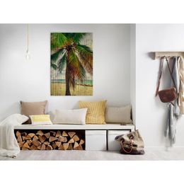A.S. Cr&eacute;ation Leinwandbild &raquo;tahiti 3&laquo; Gem&auml;lde Kunst 1 Stk. tlg. Keilrahmen Bild Strand Palme Leinwand-Bild Wohnzimmer modern Wandbild gr&uuml;n Massivholz, Stahl B/H/T: 