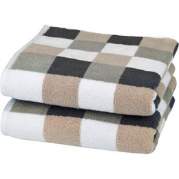 Ross Handt&uuml;cher &raquo;W&uuml;rfelfond&laquo; 100% Baumwolle grau Frottier, Baumwolle B/L: 50cmx100cm, 2 Stk., Frottier
