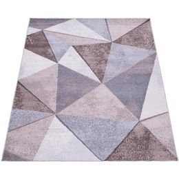Paco Home Teppich &raquo;Bari 874&laquo; rechteckig 13 mm H&ouml;he Kurzflor, modernes geometrisches Design, Used-Look beige Polypropylen B : 120cm 1 Stk., 13mm, L: 160cm