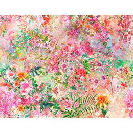 Livingwalls living walls Fototapete &raquo;Flower Power&laquo; Motiv abstrakt naturalistisch glatt Tapete Natur Tapeten Wohnzimmer Schlafzimmer K&uuml;che Flur Design Optik bunt 
