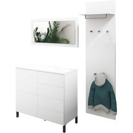 borchardt M&ouml;bel borchardt M&ouml;bel Garderoben-Set &raquo;Haama 3-teilig mit Kommode, Wandpaneel und Spiegel&laquo; 3 Stk. tlg. wei&szlig; Holzwerkstoff B/H/T: 133cmcm x 160cmcm x 35cmcm