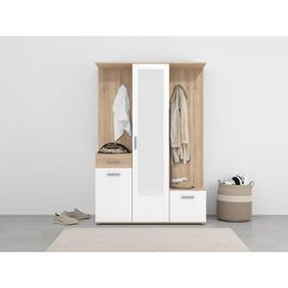 OTTO home Kompaktgarderobe &raquo;Martin Flurgarderobe, Dielenschrank, Flurm&ouml;bel, Breite 134 cm&laquo; Schuhschrank, mit Spiegel, in modernen Farben, mit 10 Haken