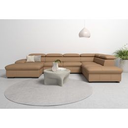 OTTO home Wohnlandschaft &raquo;Alberto U-Form&laquo; mit Kopfteilverstellung, wahlweise mit Schlaffunktion braun Luxus-Microfaser in Lederoptik (100% Polyester);