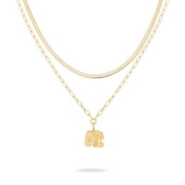 Tamaris Damen Ketten-Set &raquo;Schmuck Geschenk Edelstahl Halskette Little Elephant&laquo; gold Edelstahl, L: 47 B: 3mm