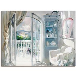 Artland Leinwandbild &raquo;Sonniger Raum&laquo; Fensterblick 1 Stk. tlg. auf Holzrahmen gespannt wei&szlig; Leinwand B/H/T: 80cm x 60cm, Leinwandbild Fensterblick Querformat, 