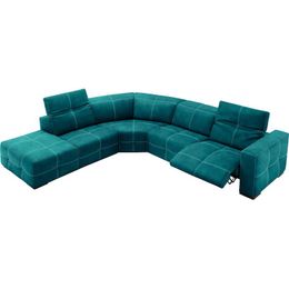 Egoitaliano Ecksofa &raquo;Sauvanne, Designsofa der Extraklasse, elegant und bequem, L-Form&laquo; wahlweise mit elektrischer Relaxfunktion, Kopfteilverstellung blau B/H/T: 
