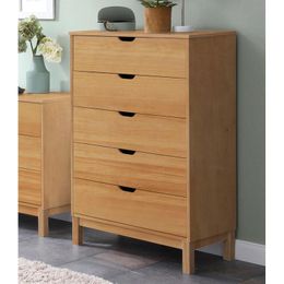 OTTO home Kommode &raquo;Post&laquo; massives Kiefernholz, mit vielen Stauraumm&ouml;glichkeiten, Breite 76 cm beige Massivholz B/H/T: 76cm x 113cm x 39cm, 5 Stk., 
