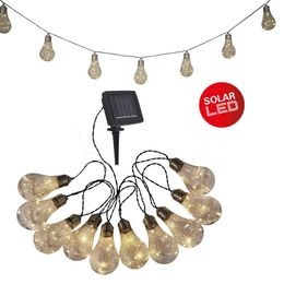 N&auml;ve n&auml;ve LED-Lichterkette &raquo;Gl&uuml;hbirne&laquo; 10 Stk.-flammig Solar, 10 Gl&uuml;hbirnen klar, warmwei&szlig;, inkl. Solarpanel, L&auml;nge 300cm transparent Dioden 50 Stk. 