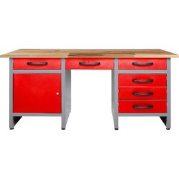 ONDIS24 Werkbank &raquo;Harry&laquo; Set, ca. 160 cm, h&ouml;henverstellbar rot Metall Einheitsgr&ouml;&szlig;e