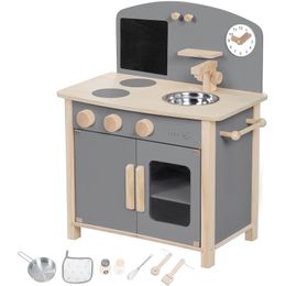 Roba Spielk&uuml;che &raquo;Spielk&uuml;che, grau/natur&laquo; mit Kreidetafel, Pfanne und K&uuml;chezubeh&ouml;r beige Holz, MDF Einheitsgr&ouml;&szlig;e