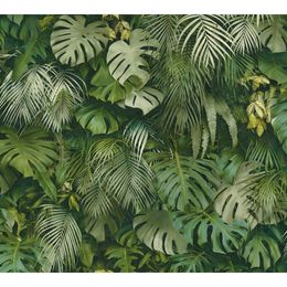 A.S. Cr&eacute;ation Vliestapete &raquo;Greenery mit Palmenprint in Dschungel Optik&laquo; Wald botanisch floral glatt Palmentapete Tapete Dschungel Tapeten Wohnzimmer Schlafzimmer 