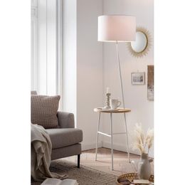 Salesfever Stehlampe &raquo;Afini&laquo; E27 1 Stk. mit Holztablett wei&szlig; 1, &Oslash; 40cm H: 155cm, 1 Stk.