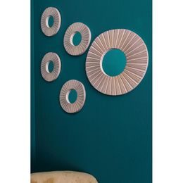 MyFlair Dekospiegel &raquo;5tlg.Wanddekoset&laquo; Wandspiegel, Wanddeko, rund, 1x &Oslash; 40 cm & 4x &Oslash; 25 cm, Wohnzimmer rosa B/H/T: 40cm x 40cm x 40cm, Antikoptik
