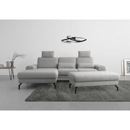 Sit & More sit&more Ecksofa &raquo;Cinturo L-Form&laquo; inklusive Sitztiefenverstellung und Federkern, Sitzh&ouml;he 48 cm grau B/H/T: 283cm x 91cm x 175cm, Luxus-Microfaser 