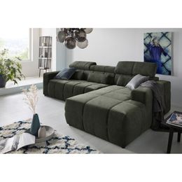 DOMO collection Ecksofa &raquo;BRANDON 289x177x80 cm, whlw. mit Sitztiefenverstellung, L-Form&laquo; mit Kopfteilverstellung, wahlweise Sitztiefenverstellung, L-