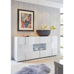 Home Affaire Sideboard &raquo;Dama Breite 181, Kommode 2 T&uuml;ren u. 2 Schubk&auml;sten, Anrichte&laquo; Front in 3D-Optik, viel Stauraum, verschiedene Farben wei&szlig; 
