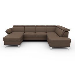 Sit & More sit&more Wohnlandschaft &raquo;Vincenzo U-Form&laquo; inklusive Kopfteilverstellung, optional Schlaffunktion & Bettkasten braun B/H/T: 317cm x 84cm x 93cm, Luxus-