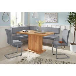 OTTO home Eckbank &raquo;Charissa&laquo; in 3 Gr&ouml;&szlig;en, verschiedene Qualit&auml;ten grau Holzwerkstoff, Massivholz B/H/T: 190cm x 90cm x 140cm, Strukturstoff, langer 