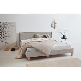 OTTO products Polsterbett &raquo;Heddi&laquo; in 5 Breiten: von 90cm-200cm, Biese am Kopfteil, Strukturstoff grau Bezug Struktur fein (100% recyceltes Polyester) 