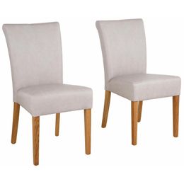 Home Affaire 4-Fu&szlig;stuhl &raquo;Queen Polsterstuhl&laquo; (Set) 4 Stk.verschiedene Bez&uuml;ge, Gestell Massivholz grau Massivholz B/H/T: 47cm x 93cm x 64cm, 4 Stk., 
