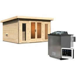 Karibu Saunahaus &raquo;Maiko 2B&laquo; Set, Ofen 9 kW Bio externe Strg easy beige Bio-Ofen, externe Steuerung, 9 kW