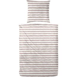 Primera Bettw&auml;sche &raquo;Baumwoll-Bettw&auml;sche Uni-Streifen&laquo; 2 Stk. mit einem modernen Streifenmuster braun Renforc&eacute;, Obermaterial: 100% Baumwolle B/L: 155cm x 220cm