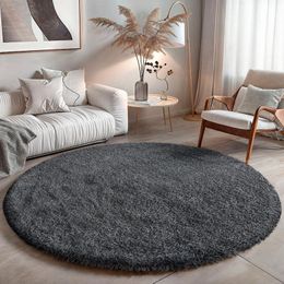 OTTO home Hochflor-Teppich &raquo;Banji&laquo; rund 37 mm H&ouml;he Uni Farben, weich und flauschig, auch als rechteckig erh&auml;ltlich grau Polypropylen (PP) B : 150cm &Oslash; 