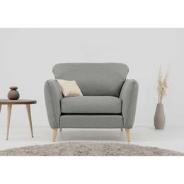 OTTO home Sessel &raquo;MARSEILLE&laquo; Massivholzbeine Eiche, Landhausstil, Wellenunterfederung grau 100% Polyester Struktur, B/H/T: 103cm x 88cm x 90cm