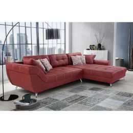 Jockenh&ouml;fer Ecksofa &raquo;San Francisco L-Form, B: 358 cm&laquo; mit Zierkissen, eingearbeiteter Kaltschaummatte rot Luxus-Microfaser ALCATOP (100% Polyester);Luxus-
