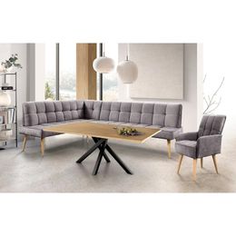 exxpo - sofa fashion Eckbank &raquo;Latte&laquo; moderne Sitz- und R&uuml;ckensteppung, bequem und elegant, hoher Holzfu&szlig; 100% PES B/H/T: 254cm x 95cm x 196cm, 
