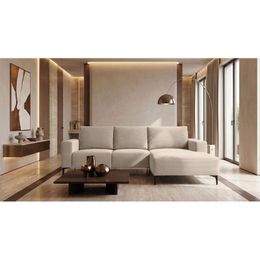 OTTO home Ecksofa &raquo;Tournon L-Form, Breite 232 cm, Breitcord&laquo; Designsofa im nordischen Stil, Wellenunterfederung, Metallf&uuml;&szlig;e beige 90% Polyester, 10% 