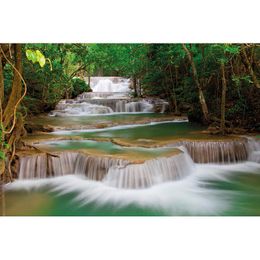 papermoon Fototapete &raquo;Deep Forest Waterfall&laquo; glatt bunt Vlies B/L: 1,5m x 1,11m