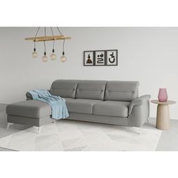 Sit & More sit&more Ecksofa &raquo;Sinatra L-Form&laquo; mit Recamiere, optinal mit Kopfteilverstellung und Armteilfunktion grau 100% Polyester B/H/T: 258cm x 85cm x 170cm, 