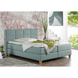 Home Affaire Boxspringbett &raquo;Casey&laquo; in 5 Breiten, 3 Ausf&uuml;hrungen, 2 H&auml;rtegraden, Steppung, Topper blau Struktur fein (100% Polyester) Struktur fein, 
