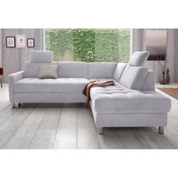 Sit & More sit&more Ecksofa &raquo;Pablo L-Form&laquo; wahlweise mit Schlaffunktion silber Struktur fein (100% Polyester);Struktur (100% Polyester) B/H/T: 233cm x 78cm x 