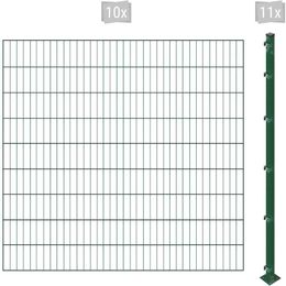 Arvotec Einstabmattenzaun &raquo;ESSENTIAL 180 zum Einbetonieren&laquo; Zaunh&ouml;he 180 cm, Zaunl&auml;nge 2 - 60 m gr&uuml;n Kunststoff, Stahl H/L: 180cm x 20m, Pfosten: 11 Stk.
