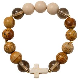 Firetti Armband &raquo;Schmuck Geschenk Kupfer Armschmuck Armkette Edelstein&laquo; Made in Germany - mit Jaspis, Achat, Glasstein, T&uuml;rkis braun 18cm, Kupfer 