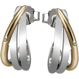Firetti Damen Paar Creolen &raquo;Schmuck Geschenk Silber 925 Ohrschmuck Ohrringe Bicolor&laquo; mit Zirkonia (synth.) gold Silber 925 (Sterlingsilber)