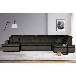 Home Affaire Wohnlandschaft &raquo;BRISBANE NEU U-Form&laquo; mit feiner Steppung, Matten-Optik, incl. Zierkissen grau 100% Polyester B/H/T: 380cm x 83cm x 202cm,