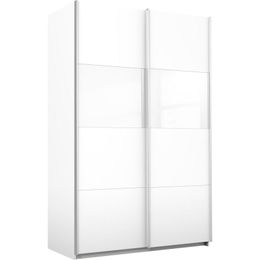 Rauch Schwebet&uuml;renschrank &raquo;Quadra Schrank Schlafzimmerschrank in vielen Breiten&laquo; Kleiderschrank Garderobenschrank mit Glaselementen wei&szlig; Holzwerkstoff